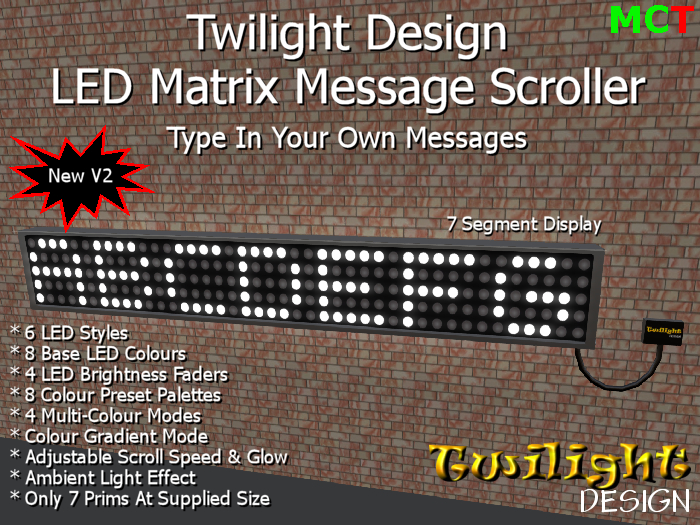Second Life Marketplace - TDM016 - Programmable LED Matrix Scrolling Display